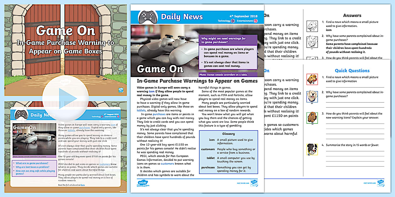 LKS2 Game On Daily News Resource Pack (teacher made)