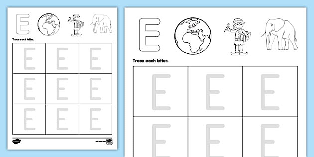 Uppercase Letter E Tracing Worksheet (teacher made) - Twinkl