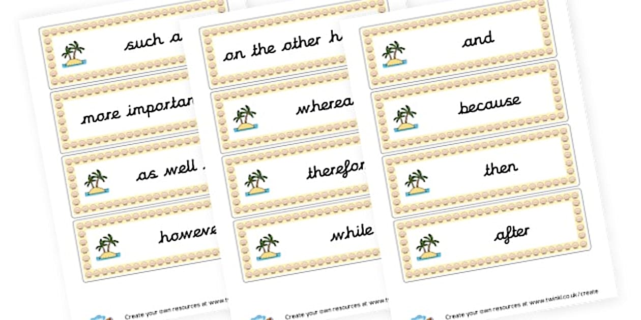 Connectives Word Cards