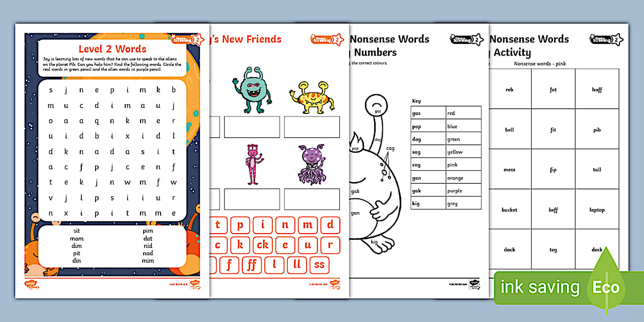 Black and White Level 2 Twinkl Phonics Screening Check Independent Activity