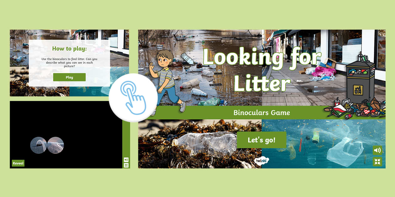 Kindergarten Looking for Litter Interactive Binoculars Game | Twinkl