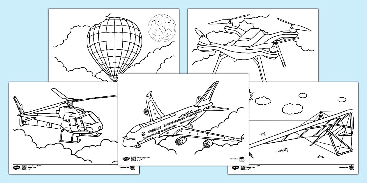 Flying Machines Colouring Pages - Twinkl