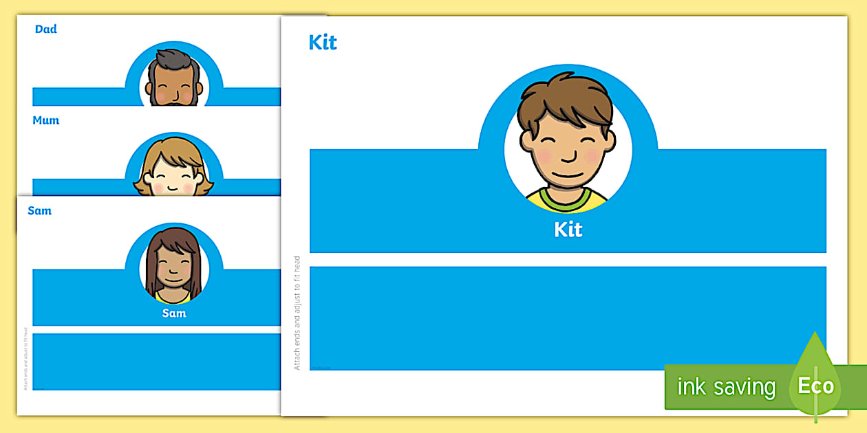 Twinkl Phonics Family Role-Play Headbands (teacher made)