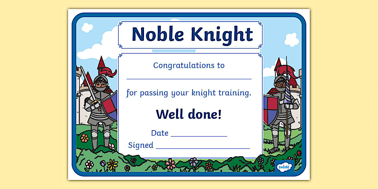 Knight Training Certificate (teacher made) - Twinkl