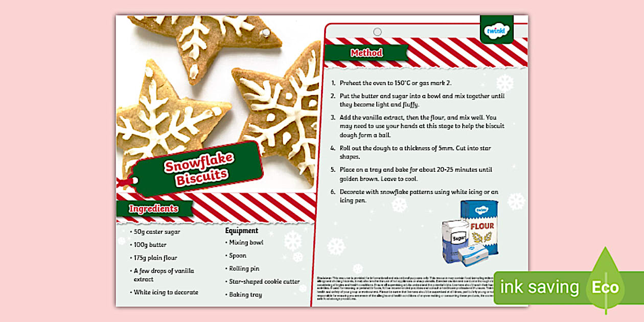 Snowflake Biscuits Recipe - Twinkl - KS2 (Teacher-Made)