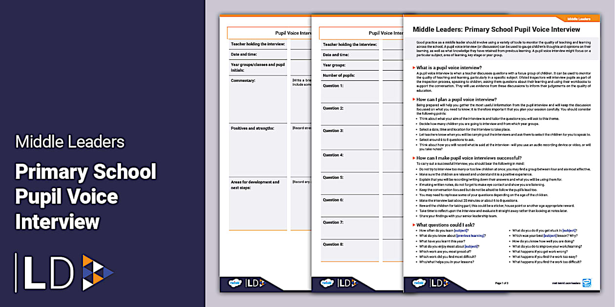 Deep Dive Pupil Voice Questions For Children Interviews