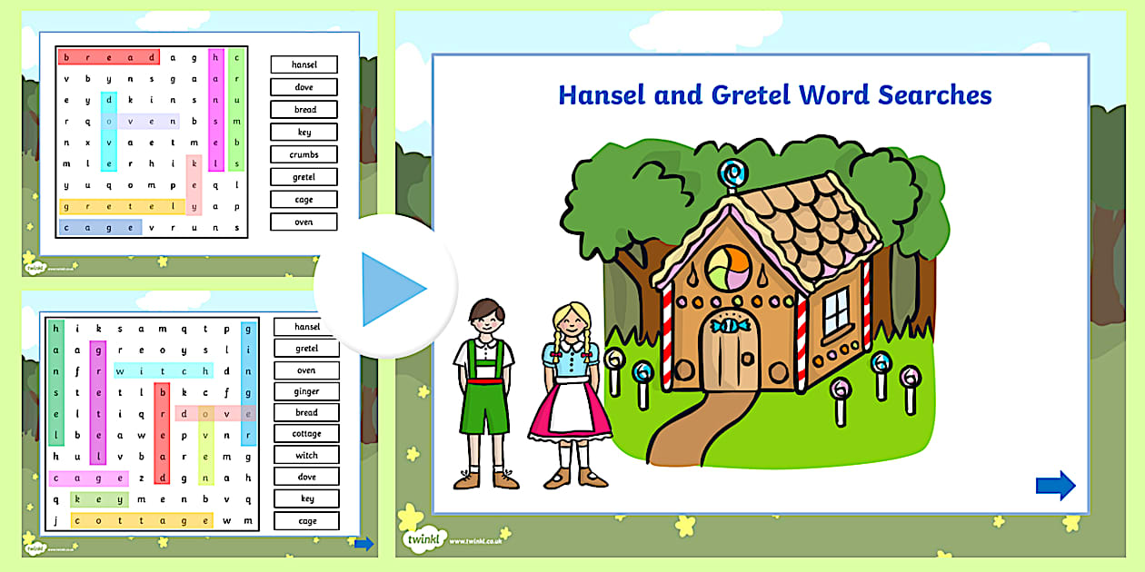 Fun Hansel and Gretel Interactive Wordsearch | Twinkl Teach
