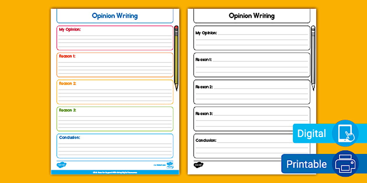 Editable Opinion Writing Template for K-2nd Grade - Twinkl