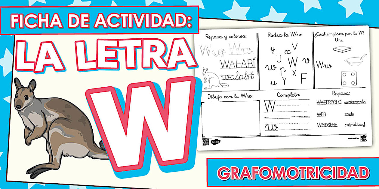 Ficha de actividad: La letra W - Grafomotricidad