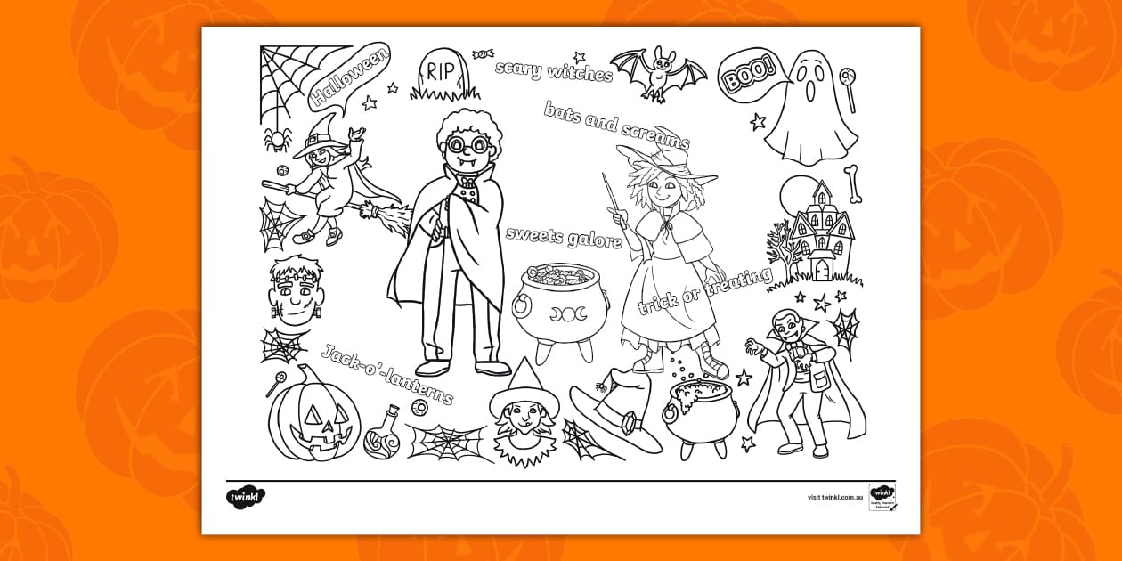 Halloween Mindfulness Colouring Poster - Twinkl