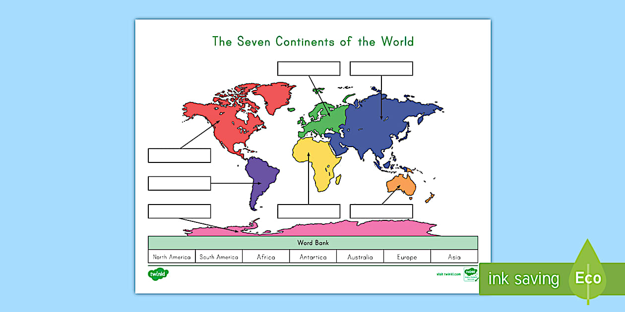 Label the 7 Continents | World Oceans Day | Twinkl USA