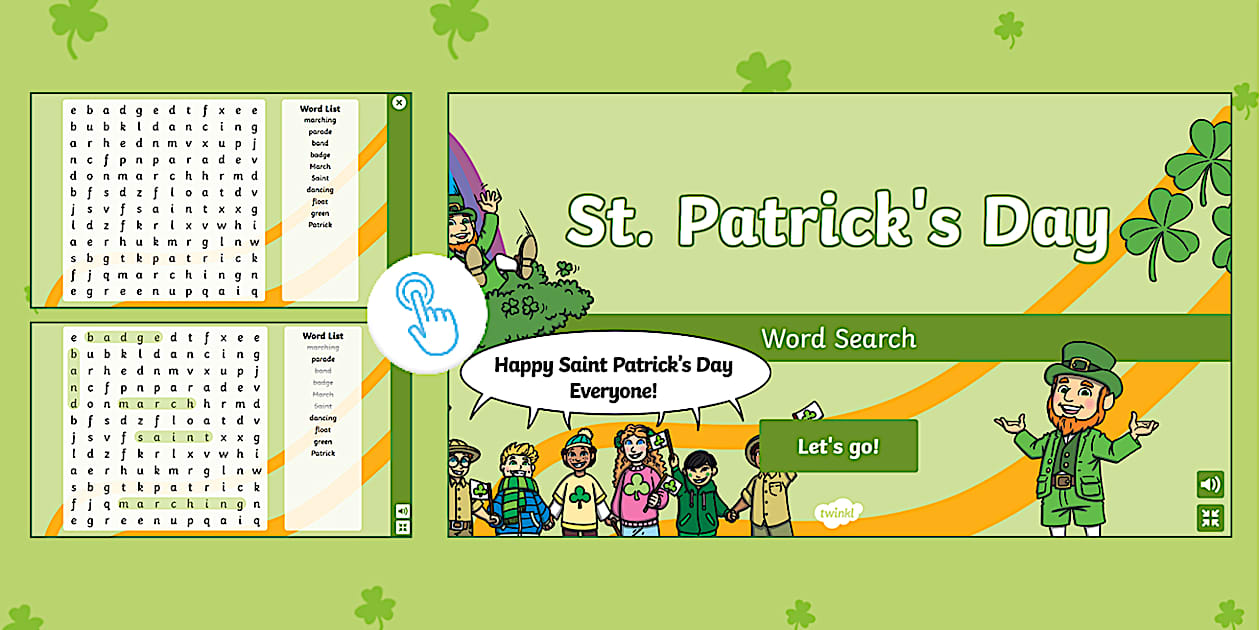 St. Patrick's Day Interactive Word Search (teacher made)