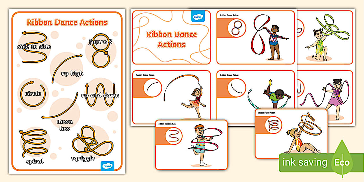 Ribbon Dance Actions Flashcards and Poster Movement Skills