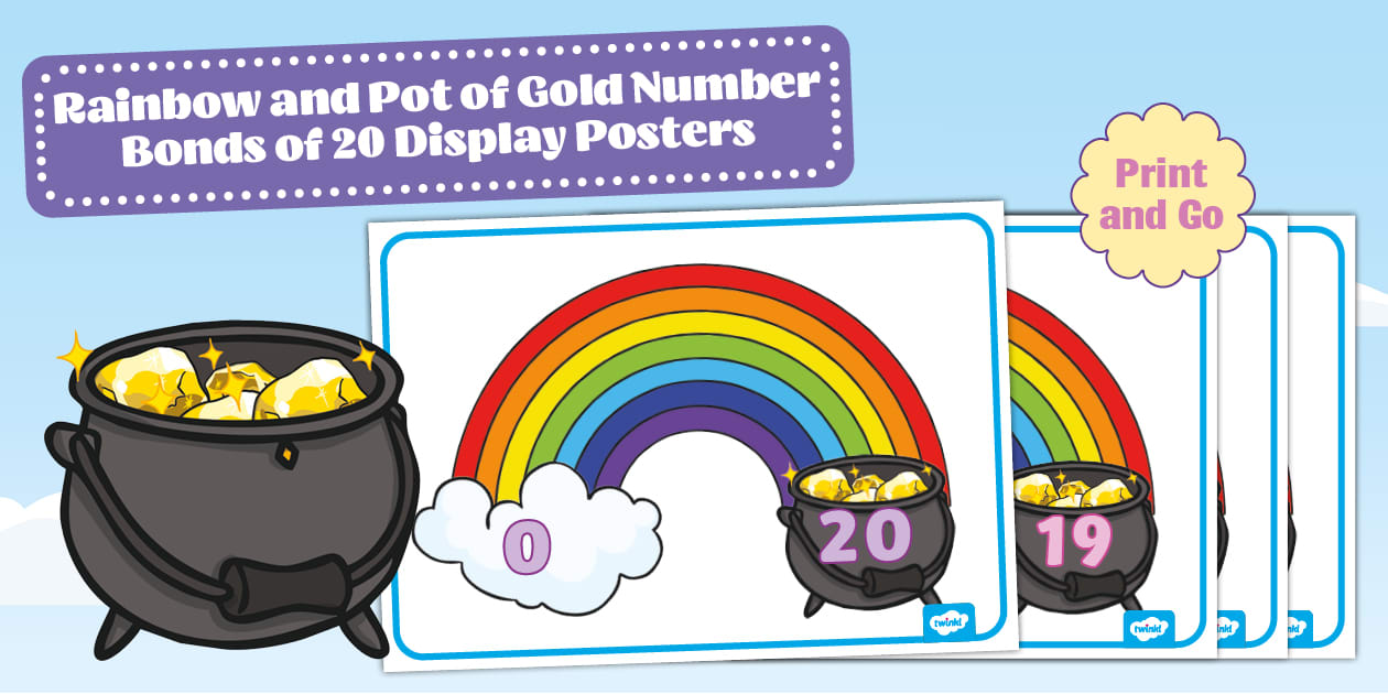 * NEW * Rainbow and Pot of Gold Number Bonds to 20 Display Posters