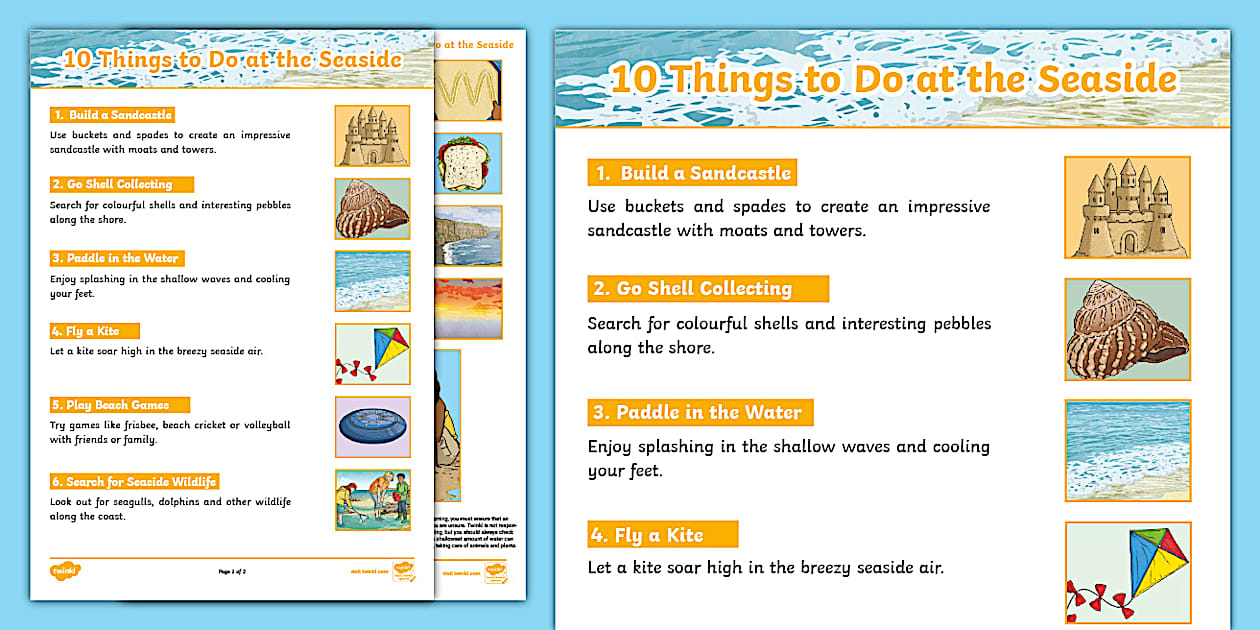 10 Things to Do at the Seaside Activities (teacher made)