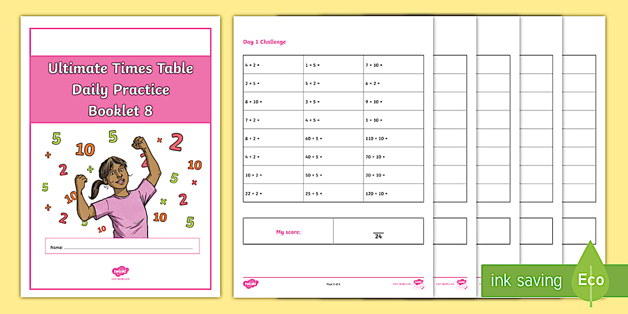 Ultimate Times Table Daily Practice 8 Booklet (teacher made)