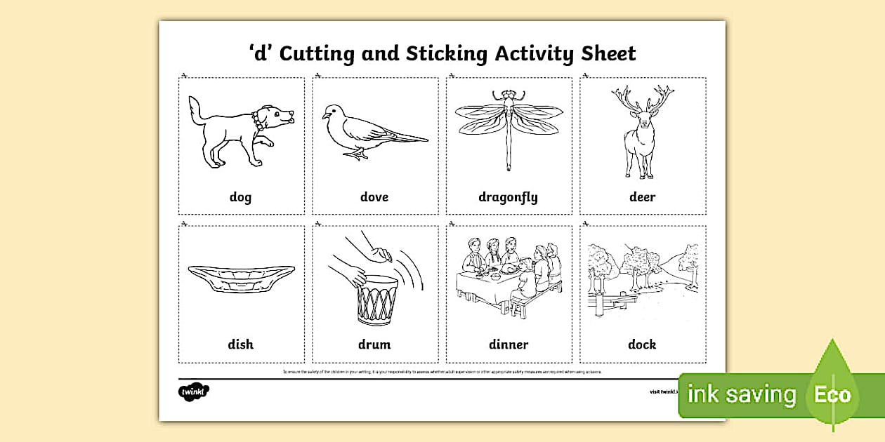 'd' Cutting and Sticking Activity (Teacher-Made) - Twinkl