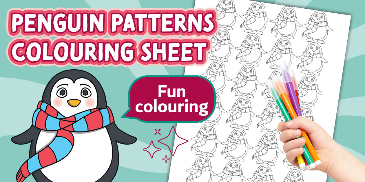 Penguin Patterns Colouring Sheet
