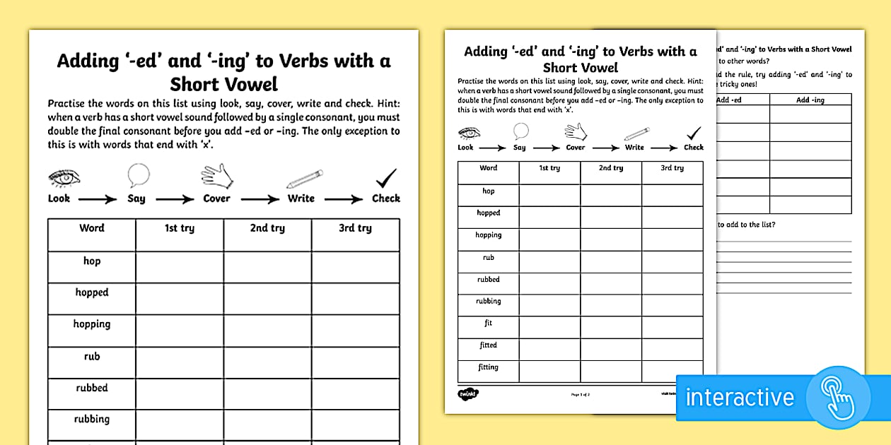 Editable Adding -ing and -ed to Verbs Worksheet - Twinkl