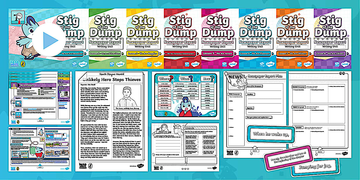 FREE! - Stig of the Dump Newspaper Report Writing Unit Pack [LKS2]