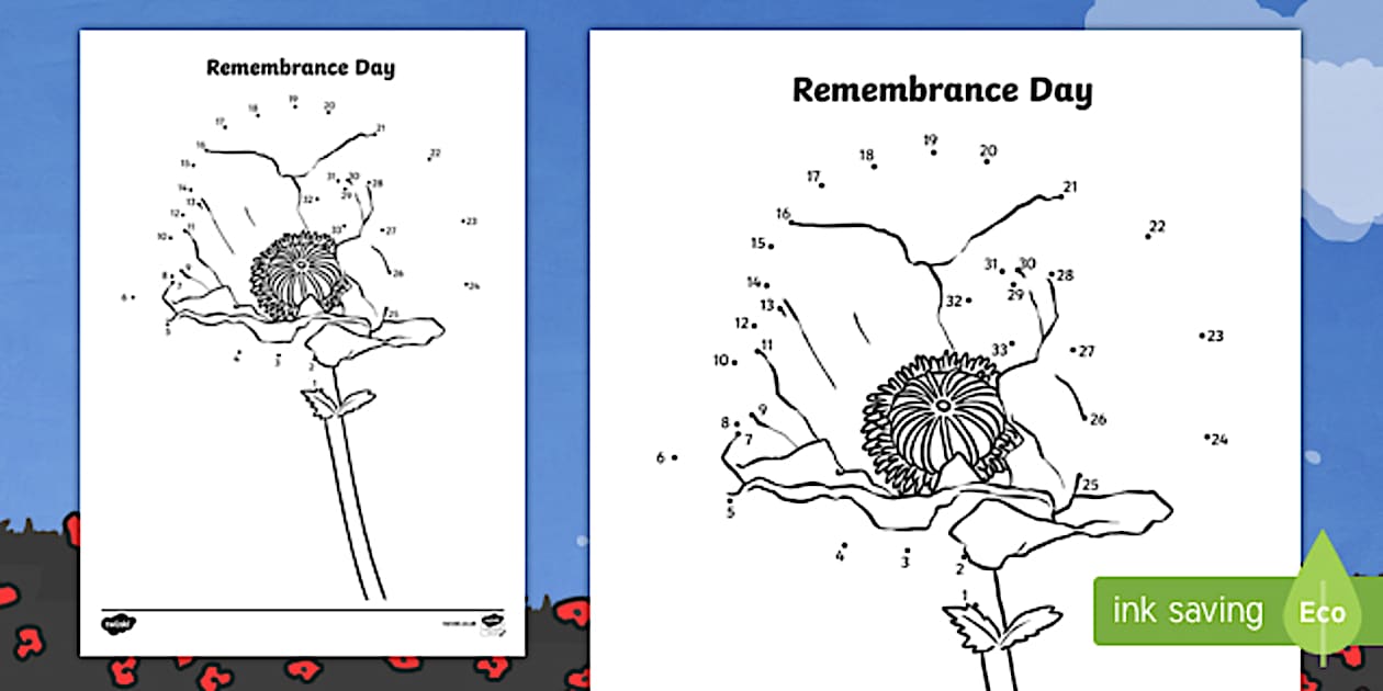 Remembrance Day Dot to Dot Activity- Remembrance Day UK, poppies, morning