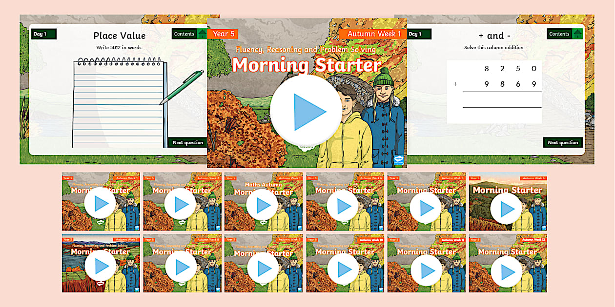 👉 Year 5 Maths Autumn Morning Starter Bumper Pack - KS2 - Maths - Twinkl