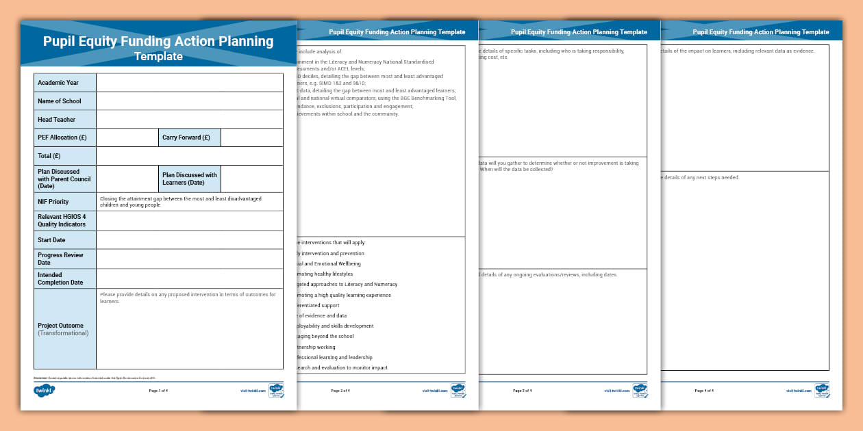 Pupil Equity Funding Action Planning Template (teacher made)