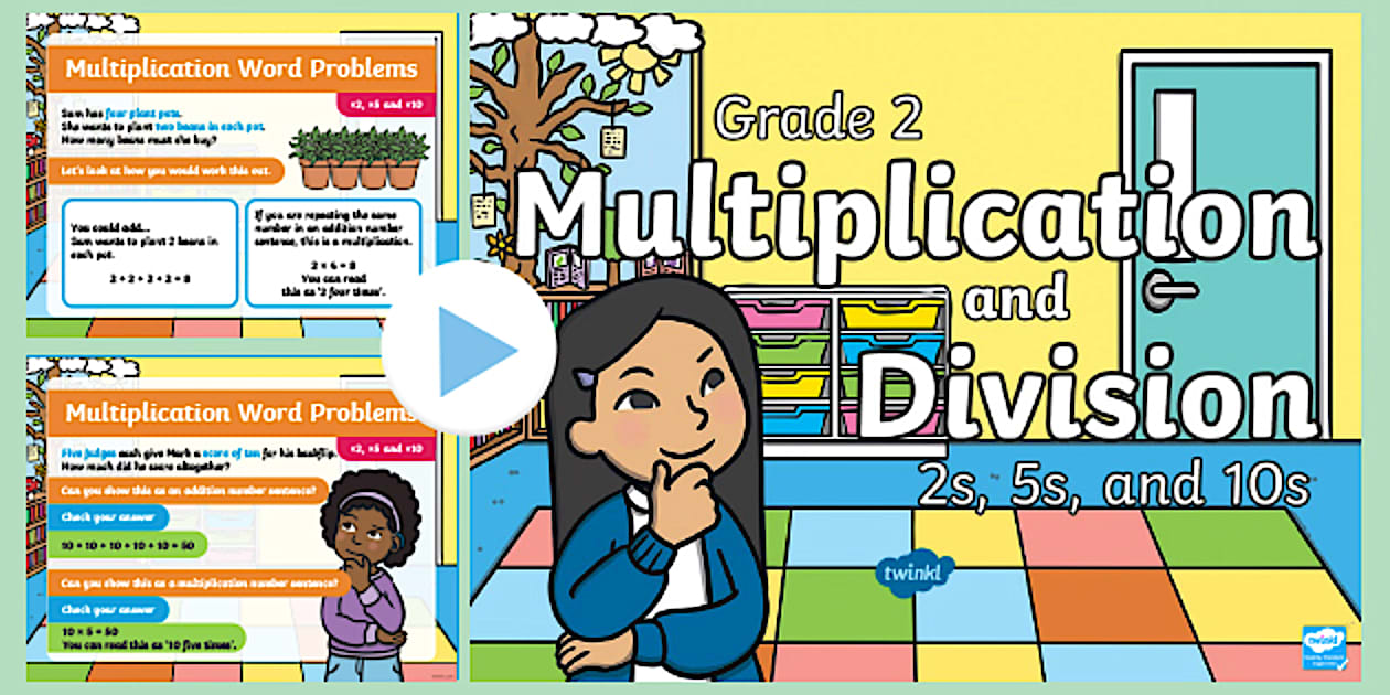 Grade 2 Multiplication and Division PowerPoint x2, x5 and x10.