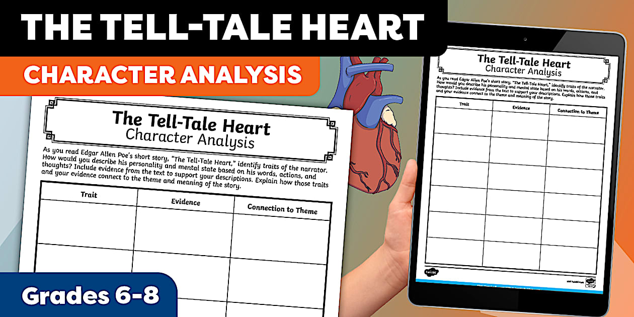 The Tell-Tale Heart Character Analysis Worksheet for 6th-8