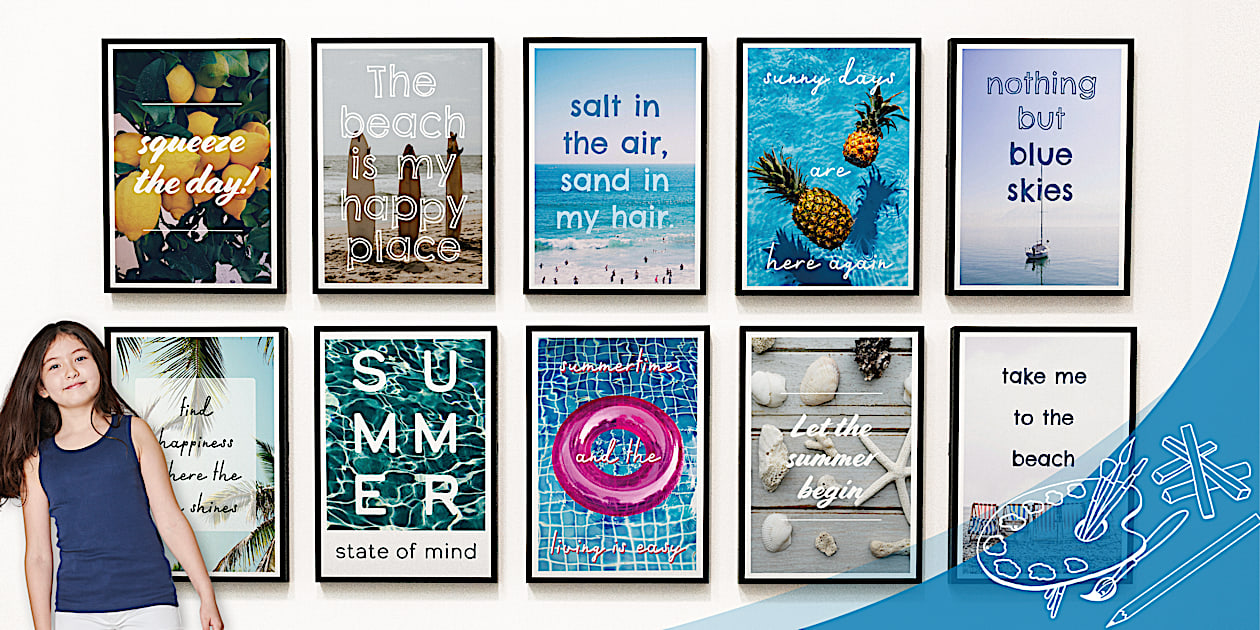 Summer Quotes Sayings Inspirational Typography Posters Pack