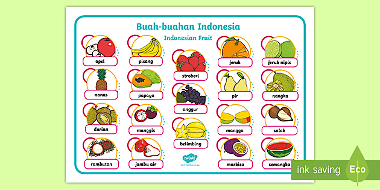TAS Fruit Word Mat Indonesian (teacher made) - Twinkl