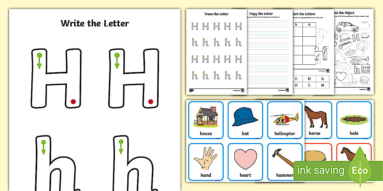 Precursive Letter H Worksheet and Activity Pack - Twinkl