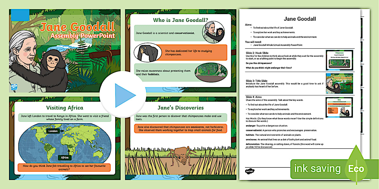 Jane Goodall Assembly Pack (teacher made) - Twinkl