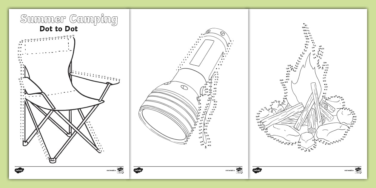 Summer Camping Themed Dot-to-Dot Worksheets