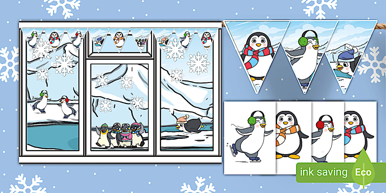 Penguin Window Display - Twinkl - Kindergarten - Twinkl