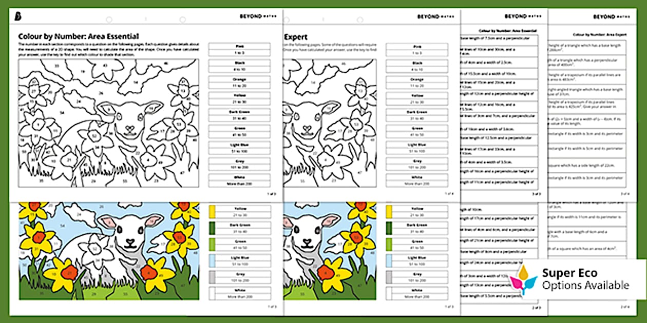 👉 Colour by Numbers: Area Worksheet Pack | KS3 Maths