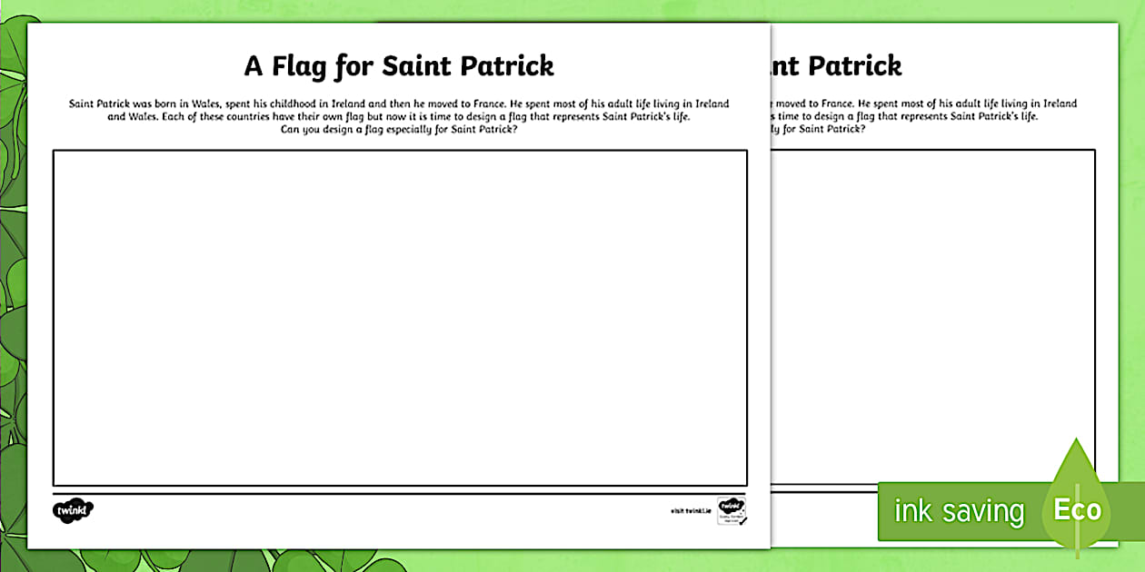 Design a Flag for Saint Patrick Worksheet - Twinkl