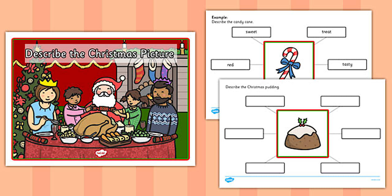 Describe the Picture Christmas Writing Frame - Twinkl