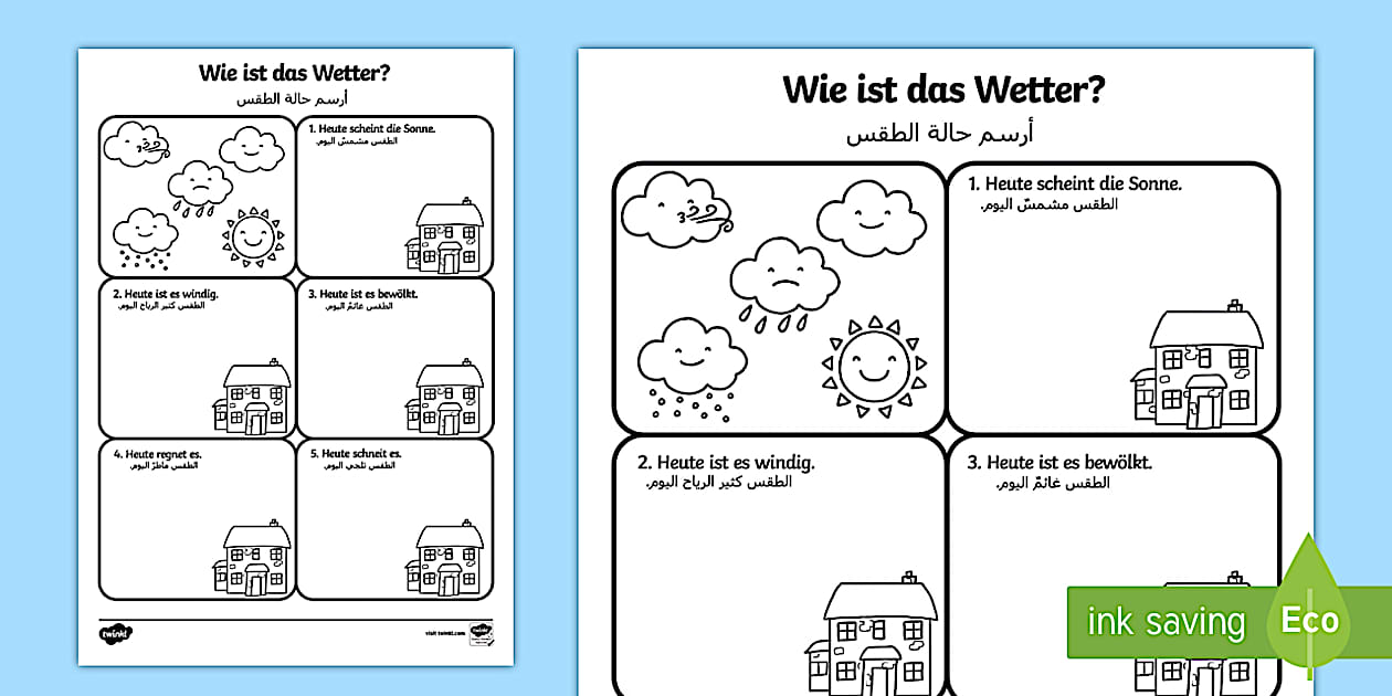 FREE! - Deutsch-Arabisches Wie ist das Wetter Arbeitsblatt