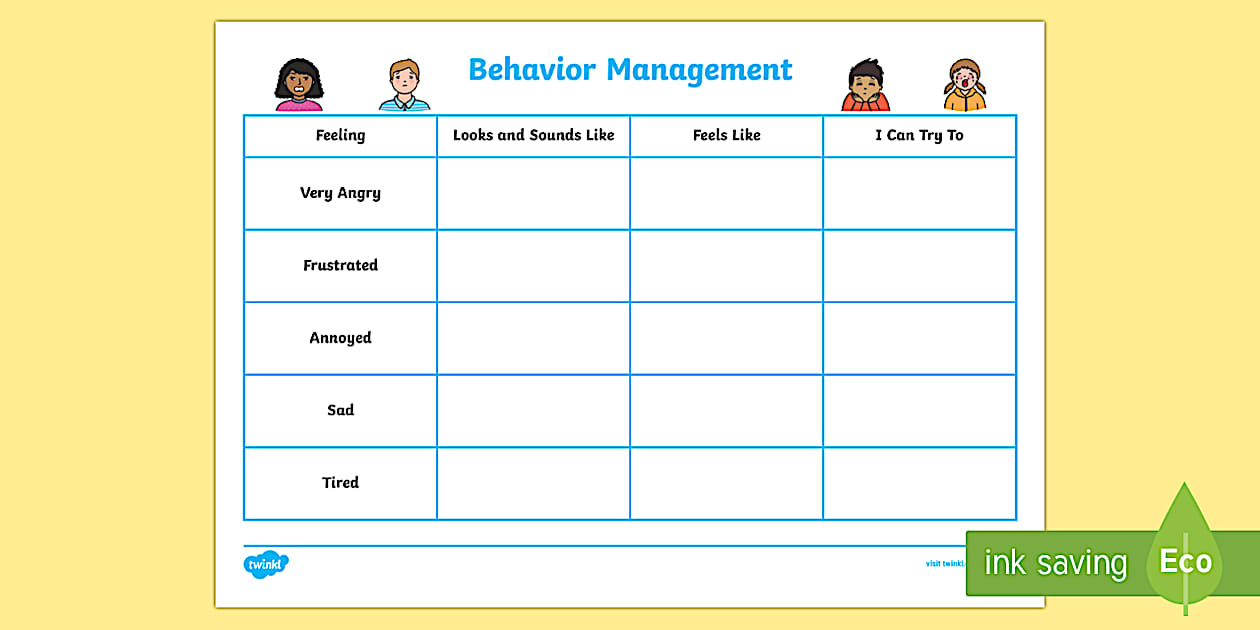 Black and White ASN Behaviour Management Strategy Worksheet