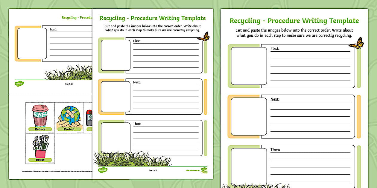 Recycling - Procedure Writing Template (teacher made)