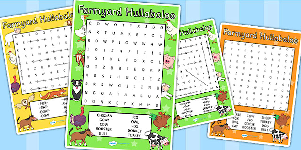 Word Search to Support Teaching on Farmyard Hullabaloo