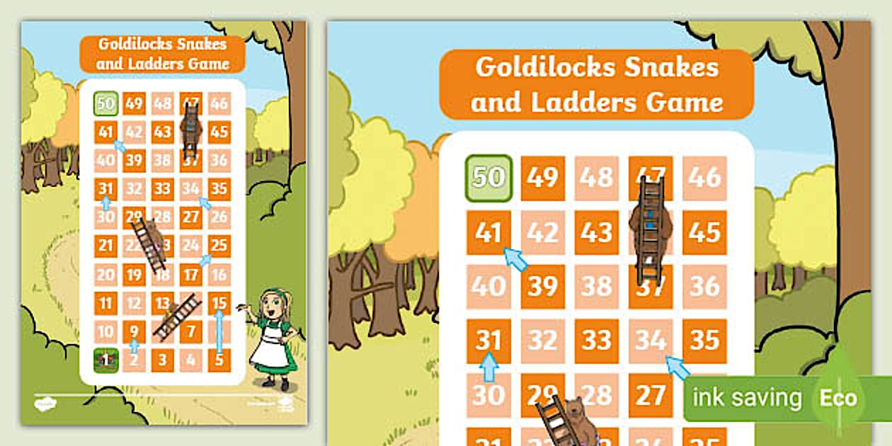 Goldilocks and the Three Bears Snakes and Ladders - Twinkl
