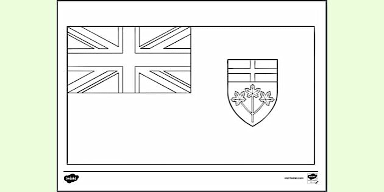 Ontario Flag Canada Colouring | Colouring Sheets - Twinkl