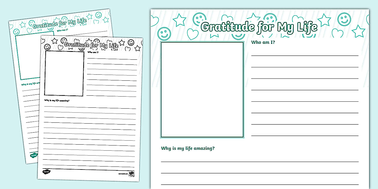 Gratitude for My Life Worksheet (teacher made) - Twinkl