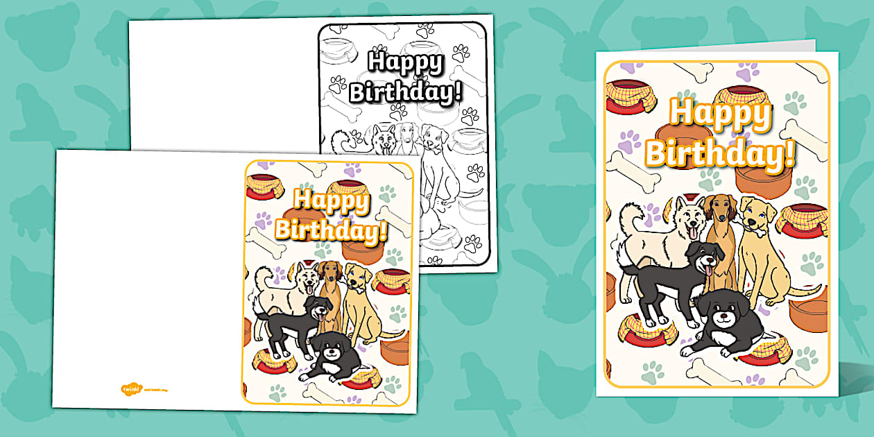 Dog-Themed Birthday Greeting Card (teacher made) - Twinkl