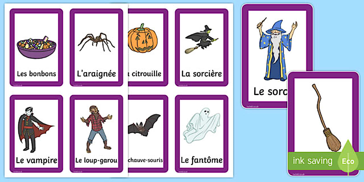 Cartes pour jeu de paires sur le thème d'Halloween