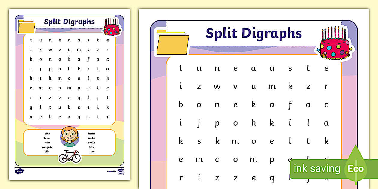 Split Digraphs Word Search (teacher made) - Twinkl