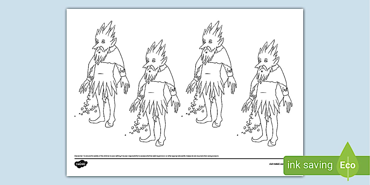 Jack Frost Black and White Colouring Stick Puppet - Twinkl