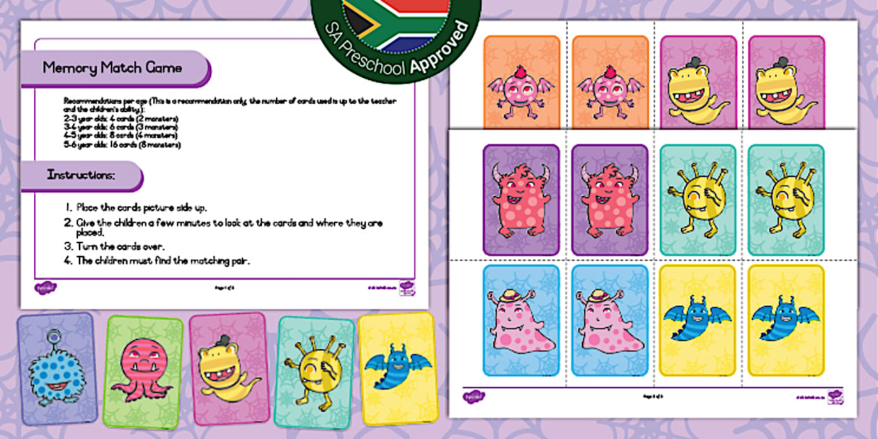 Memory Match Game - Monsters (teacher made) - Twinkl